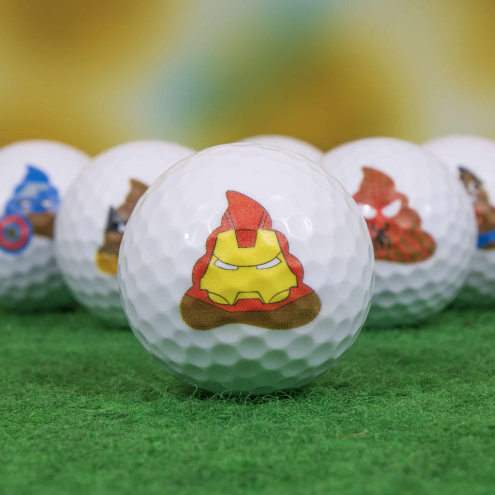 Superhero Poop Emoji Mini Golf Balls - White – Putterfingers.com
